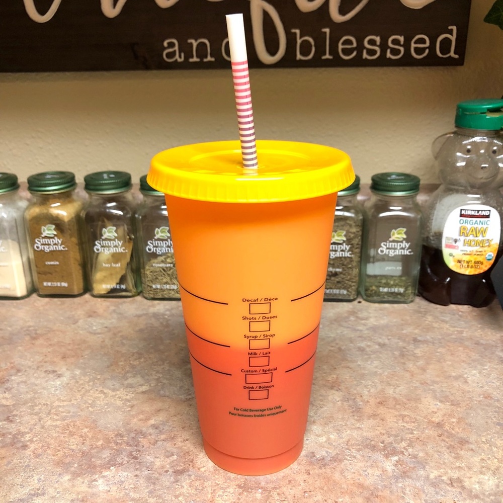 New Starbucks Apricot Cold Color Changing Cup - Gem